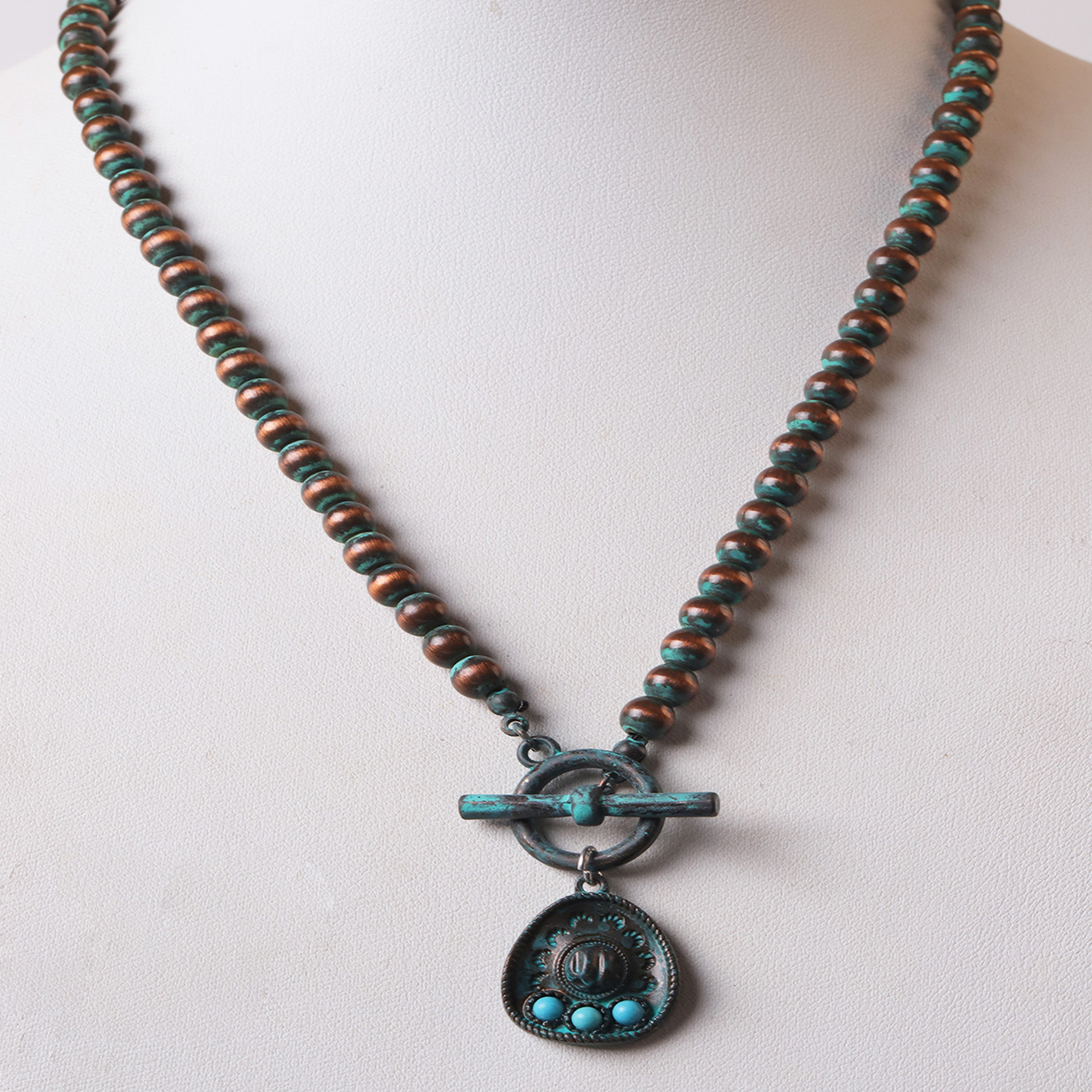 欧美跨境复古仿松石帽子项链 异域民族风水滴叠戴串珠项链-阿里巴巴