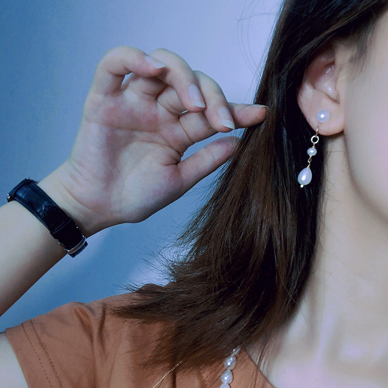 天然淡水珍珠设计感小香风耳环女时尚长款s925银针2024夏耳夹耳饰-阿里巴巴
