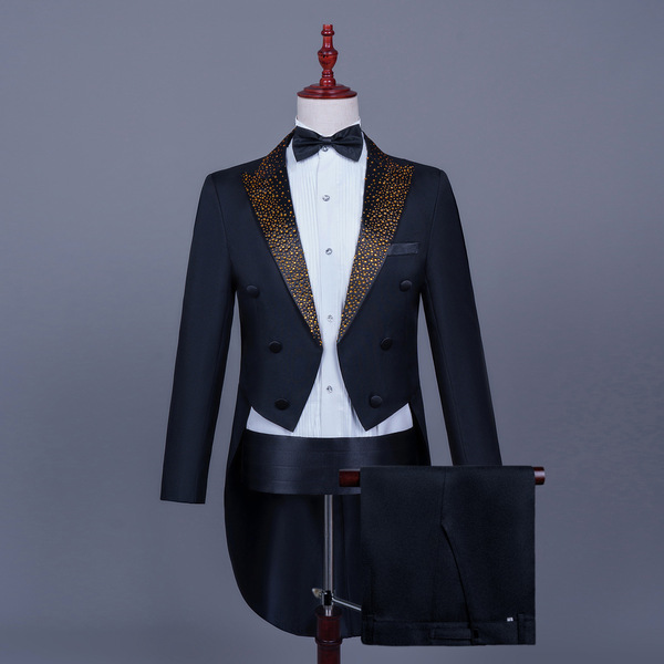 Men's jazz dance magician singer Tuxedot Coats Rhinestone collar ...