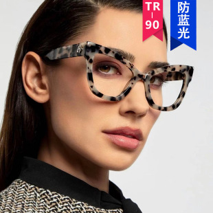 2023新款欧美猫眼素颜平光镜TR90防蓝光眼镜框ins个性街拍眼镜架-阿里巴巴