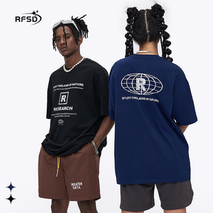 RFSD男装|R字做旧复古印花T恤2024春夏新品潮牌宽松街头短袖男-阿里巴巴