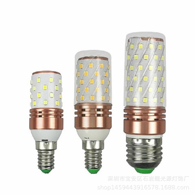 LED warm white light bulb E14E27 bald head strong bulb tri-color light ...