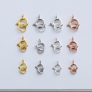 s925纯银镀金闭口圈加开口弹簧扣DIY手链项链连接扣QQ扣饰品配件-阿里巴巴