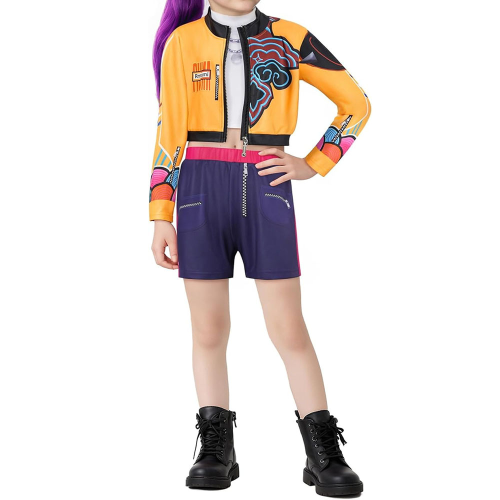 跨境欧美新款k-pop女孩恶魔猎人流行歌手万圣节装扮儿童舞台套装-阿里巴巴