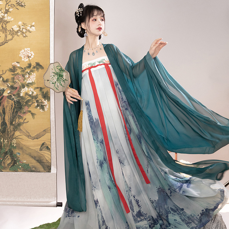 Original hanfu chest female in huai tang system large green sleeve ...