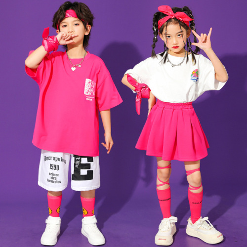 Pink hiphop dance costumes for Girls rapper singers children school ...
