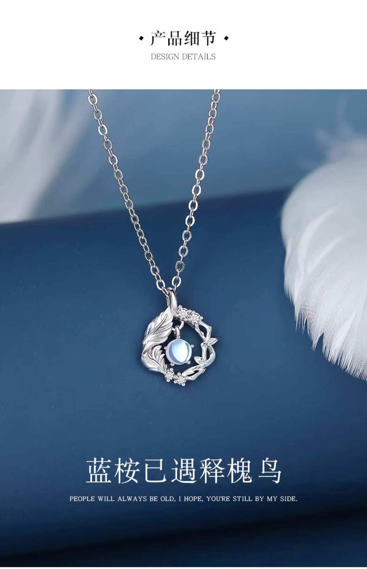 蓝桉与鸟S999足银项链女生2024新爆款轻奢小众七夕生日礼物送女友-阿里巴巴