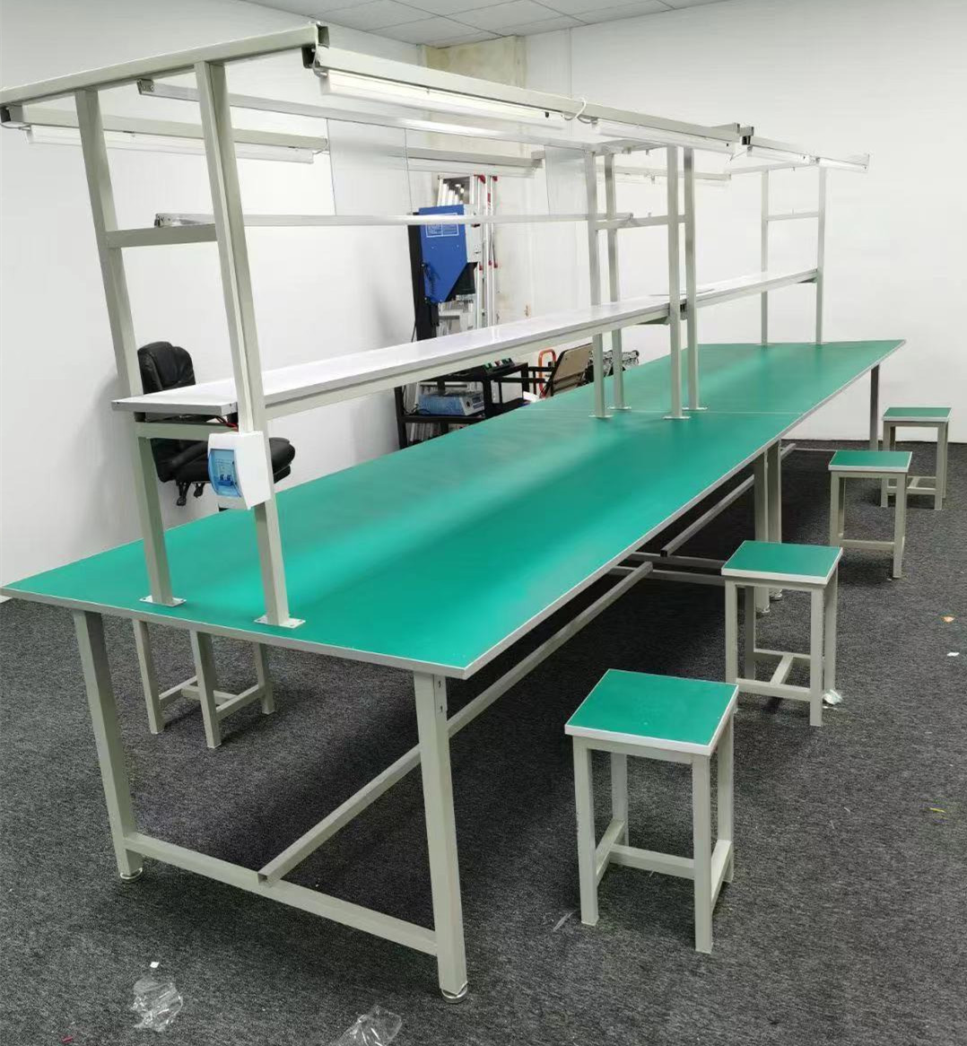 工厂防静电工作台流水线车间带灯操作台装配桌检验台铝型材打包台-阿里巴巴
