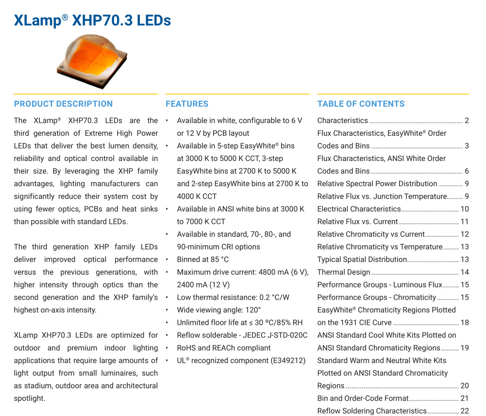CREE科锐XHP70.3大功率XHP70三代XHP70D灯珠HD和HI 电压6V和12V-阿里巴巴