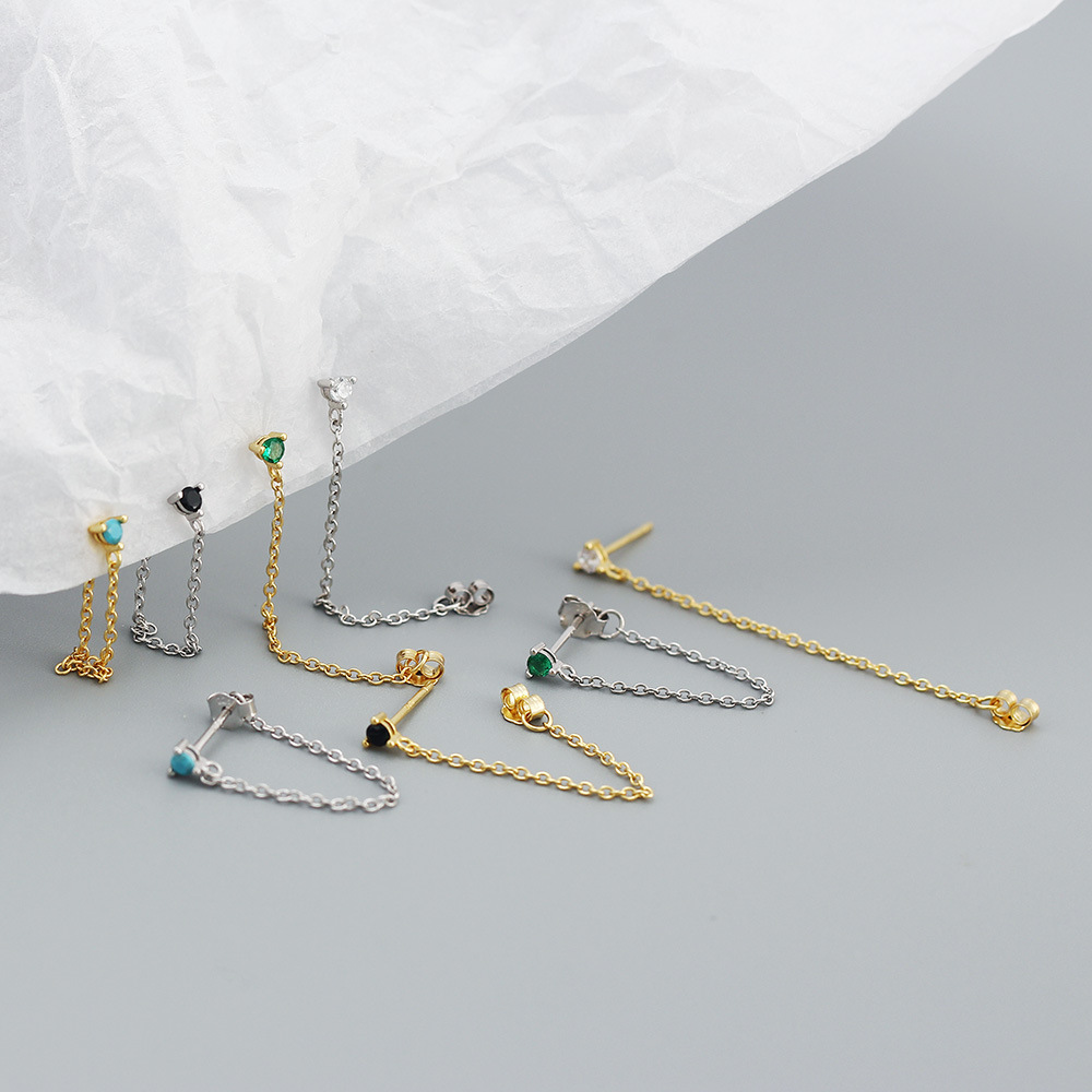 YHE0503 日韩版叠戴耳环s925银ins流苏复古镶钻耳钉港风气质耳饰-阿里巴巴