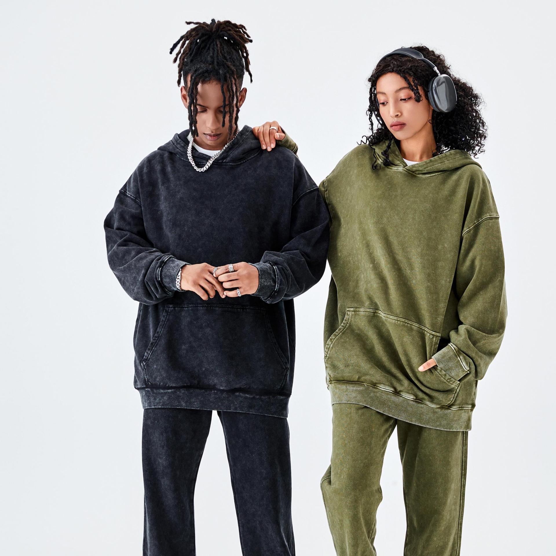 TILANI蜡染重磅350g连帽卫衣休闲运动服套装男女连帽衫卫衣两件套-阿里巴巴