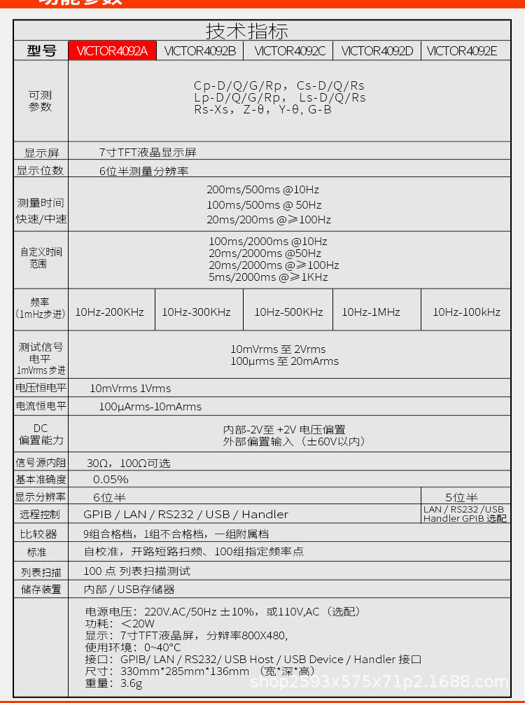 胜利 VICTOR 4090A/4090B/4090C/4091A/4091B/4091C 台式数字电桥-阿里巴巴