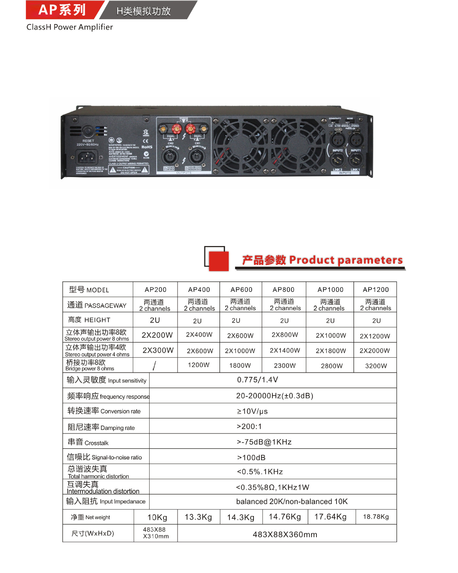 厂家直销H类模拟功放纯后级专业功放演出会议KTV双通道1200W*2-阿里巴巴