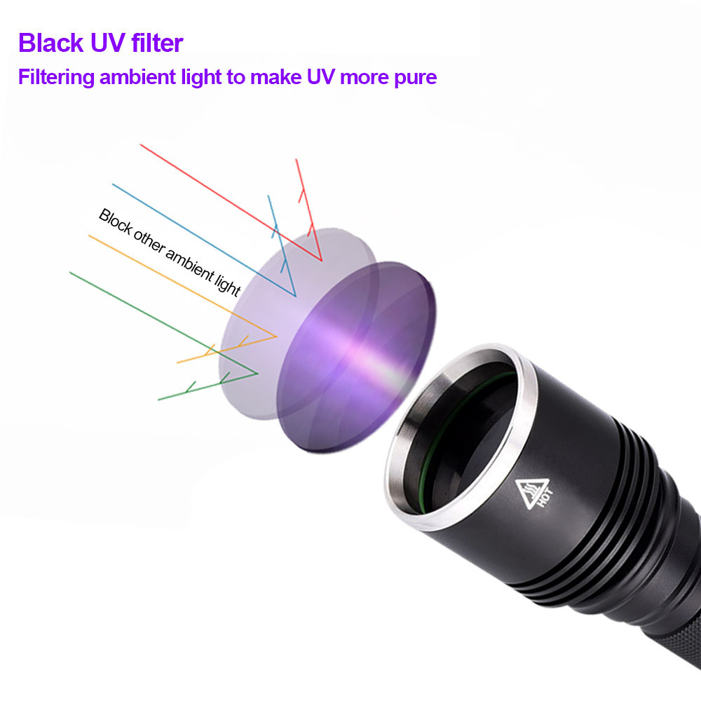 紫外手电筒365nm铝合金验钞荧光检测固化15W大功率UV紫光手电筒-阿里巴巴