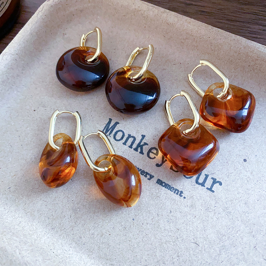 晕染简约圆形吊坠耳扣复古美拉德个性时尚气质耳环轻奢高级感耳饰-阿里巴巴