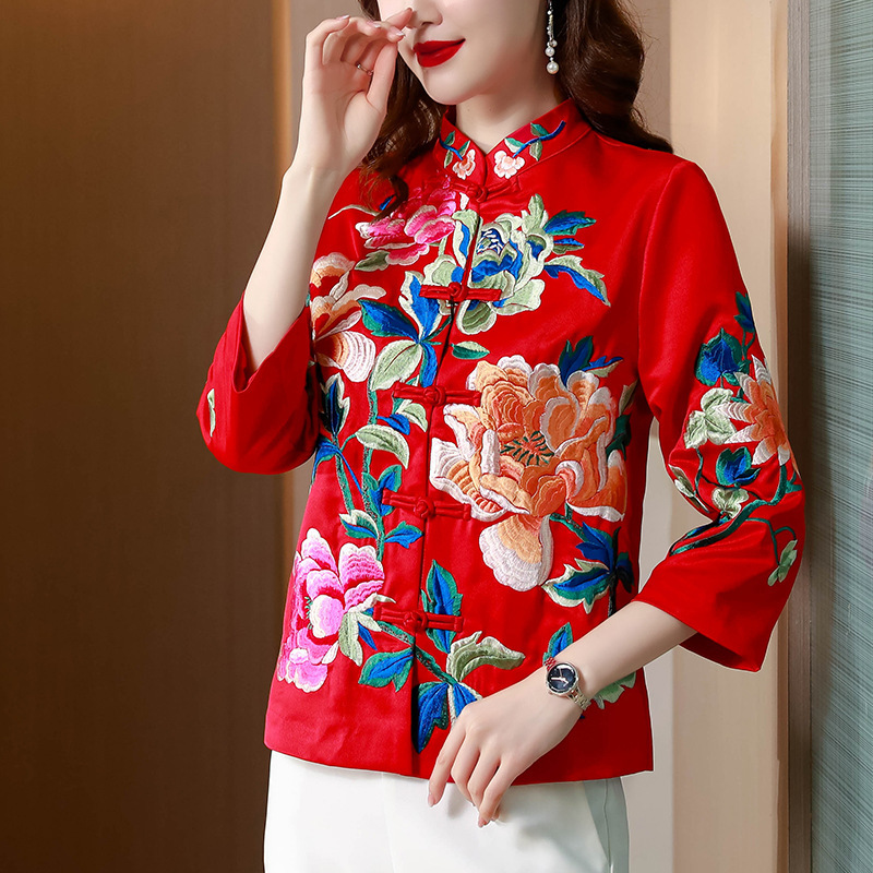 Chinese Dress floral Qipao Tang Suit for women embroidered jacket ...
