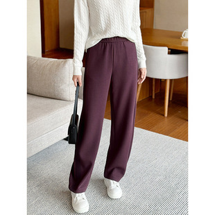 洋气时髦~松紧高腰显瘦直筒弯刀裤女气质百搭垂坠感休闲卫裤K0831-阿里巴巴