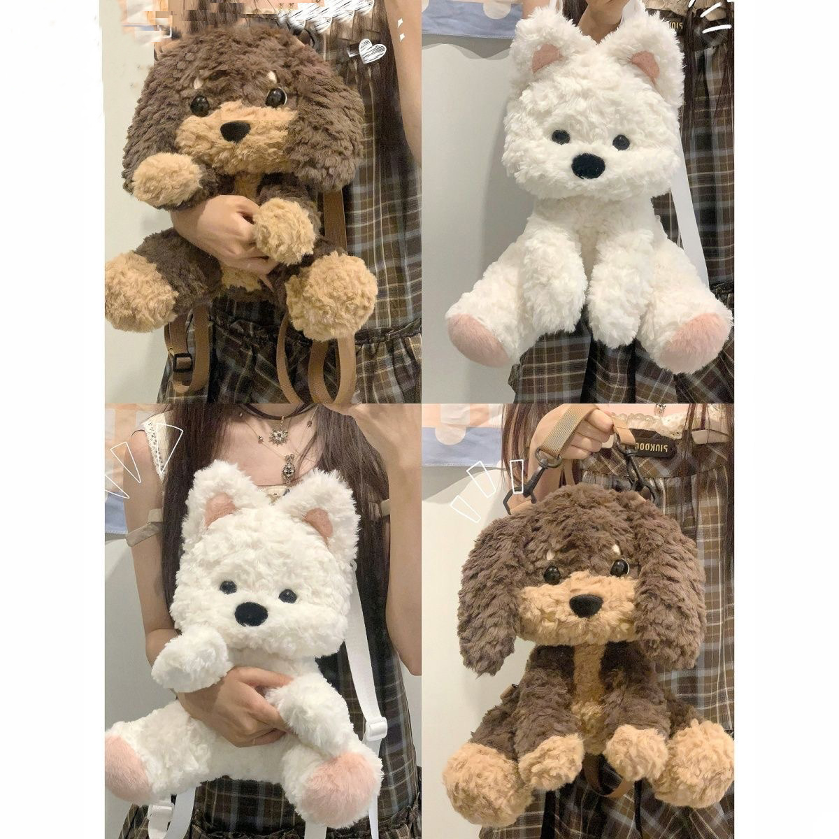 网红同款卡通西高地毛绒背包日系ins少女通勤单肩包大容量双肩包-阿里巴巴