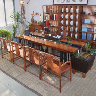 新中式胡桃木循环流水茶桌禅意景观养鱼茶台创意功夫泡茶桌椅组合-阿里巴巴