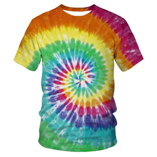 2024跨进欧美男士大码3DT恤男士夏天扎染T恤透气短袖上衣源头厂家-阿里巴巴