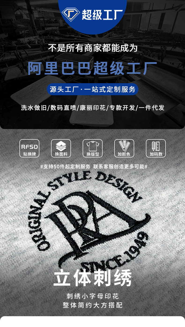 RFSD男装|2023秋冬新款380g刺绣翻领半拉链卫衣男宽松POLO领上衣-阿里巴巴