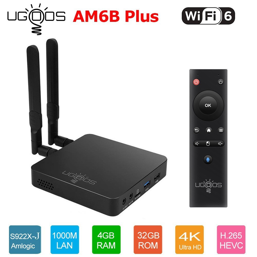 ugoos AM6B plus S922X-J 双杜比 Android 9 coreelec 4k TV BOX-阿里巴巴