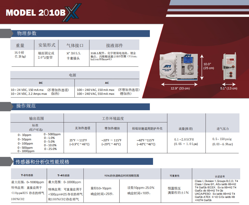 美国AMI 2010BX防爆型氧气分析仪 Model 2010BX氧气百分比分析仪-阿里巴巴