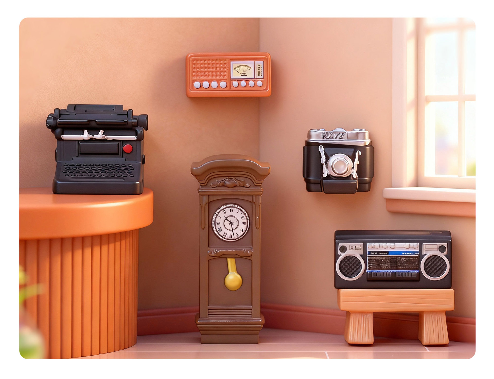 微景观创意复古小摆件相机留声放映收音机家居客厅装饰品桌面摆件-阿里巴巴
