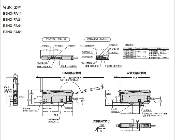欧姆龙（OMRON）原装正品E3NX-FA系列光纤放大器E3NX-FA11F 2M-阿里巴巴