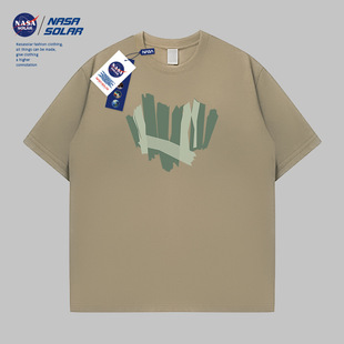 NASA夏季新款潮牌印花男士纯棉短袖休闲户外百搭情侣日常圆领半袖-阿里巴巴