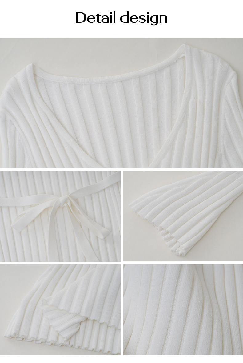 Women's Elegant Solid Color V-Neck Long Sleeve Sweater Dress