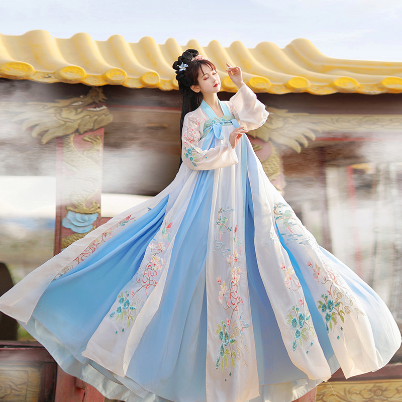 Hanfu blue pink fairy princess cosplay dress for women female chest Ru ...