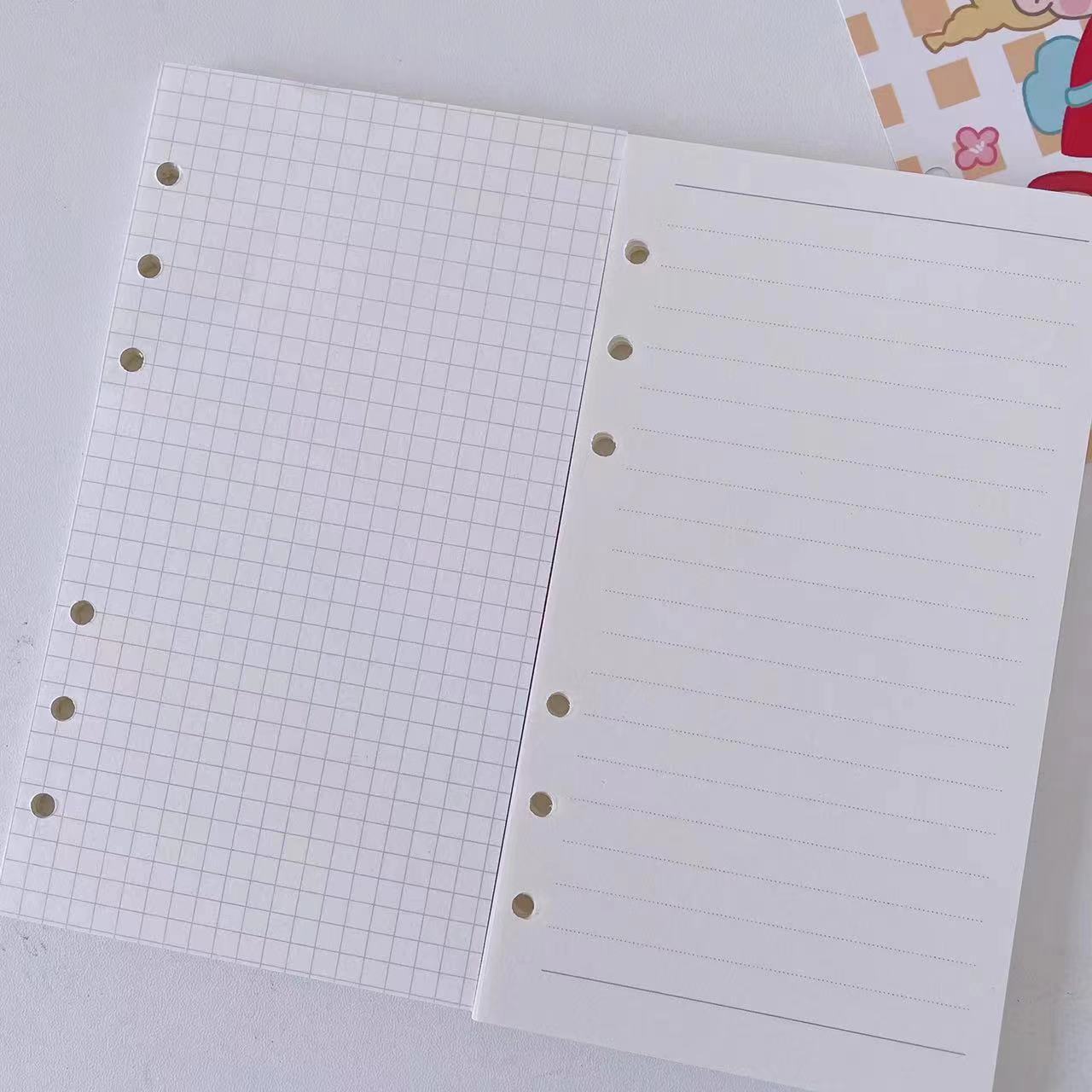 6孔活页内芯A6手帐本内页记事本日记本替芯换通用长方形格子空白-阿里巴巴