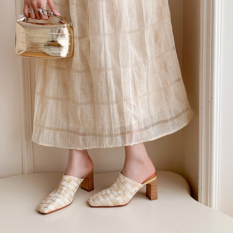 CHIKO Xaviera Square Toe Chunky Heels Clogs/Mules Shoes