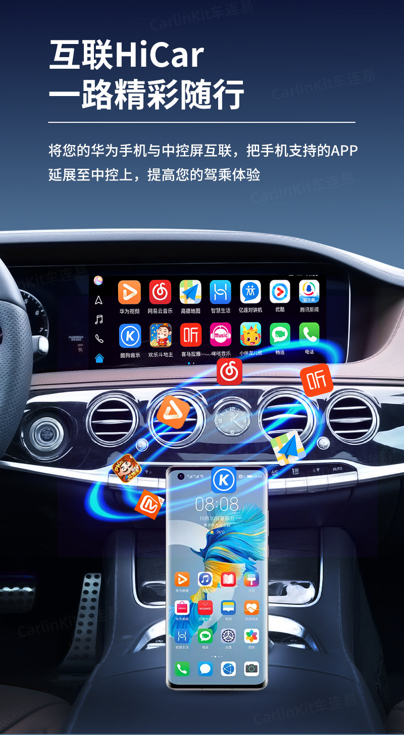Carlinkit 适配于原车有线升级无线carplay+无线hicar 车载互联盒-阿里巴巴