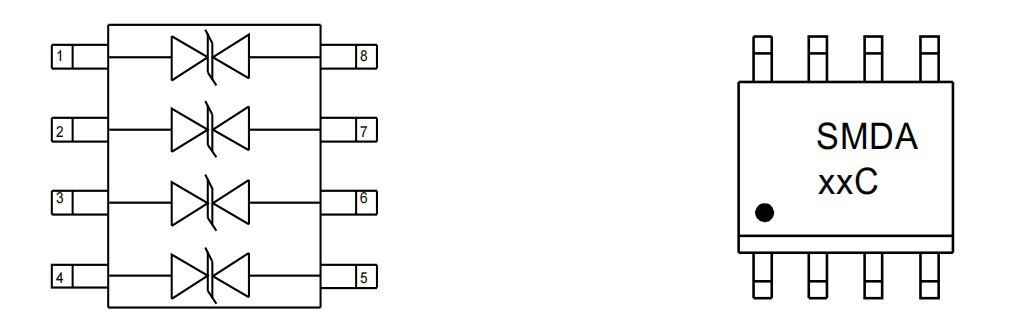供应SMDA24C四路集成阵列瞬变二极管ESD静电防护芯片-阿里巴巴