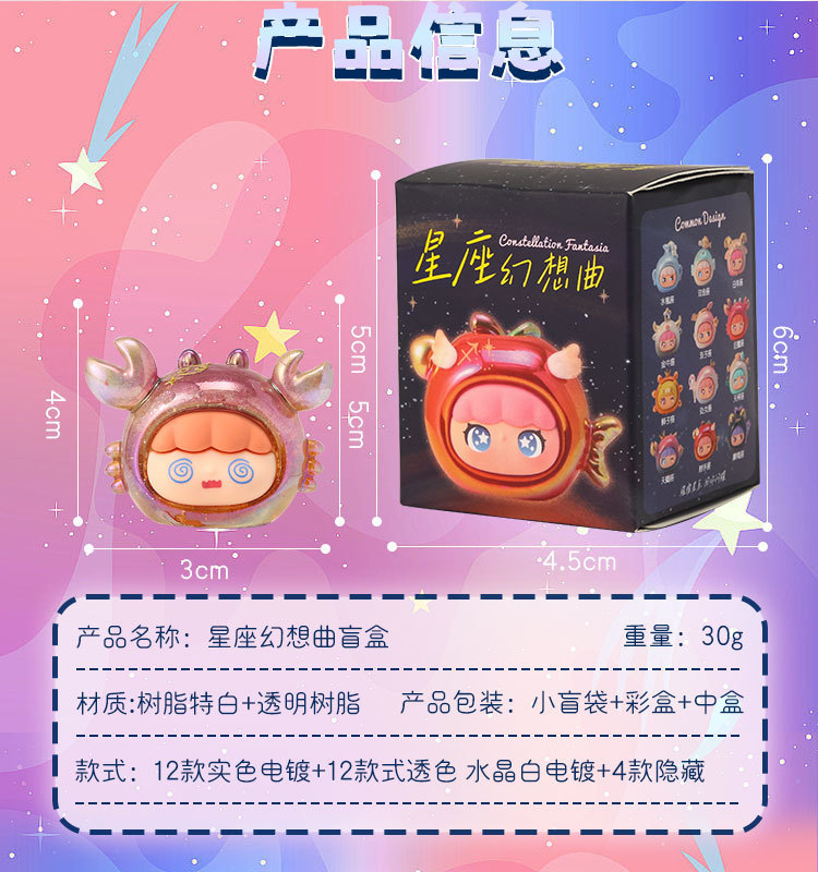 正版星座幻想曲盲盒一件代发批发可爱萌粒12星座摆件潮玩手办卡通-阿里巴巴