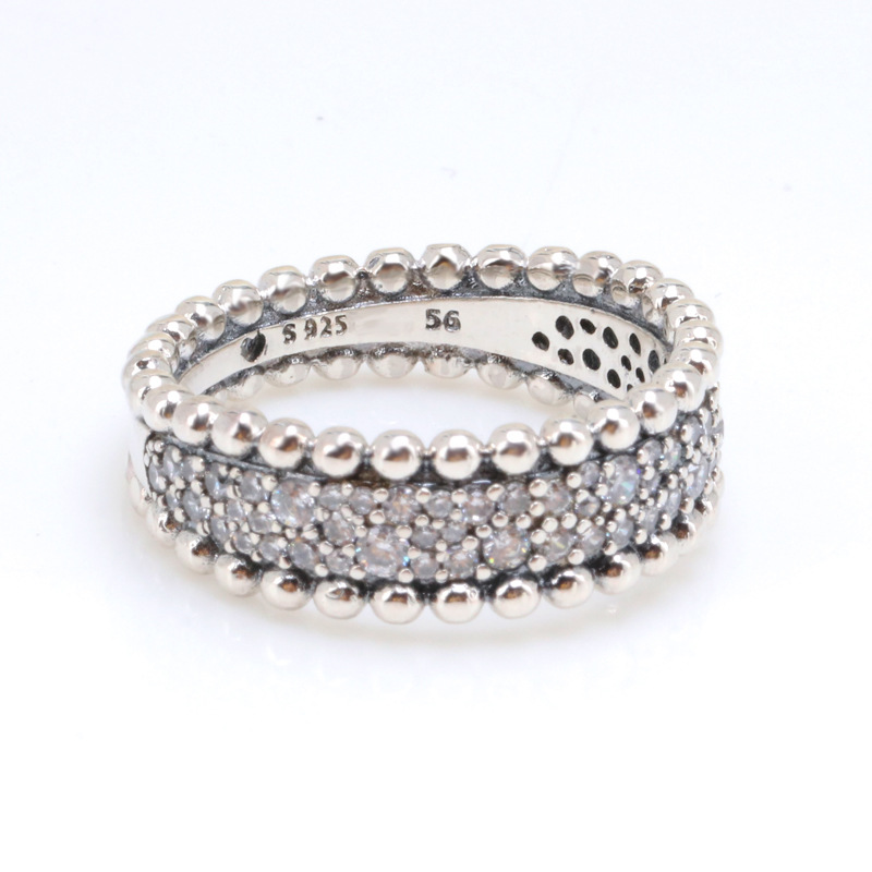 潘家戒指2020年圆珠密镶锆石戒指女对戒 欧美时尚连珠戒指女礼物-阿里巴巴