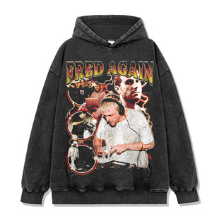 跨境美式弗雷德fred again印花短袖t恤水洗长袖圆领宽松连帽卫衣-阿里巴巴