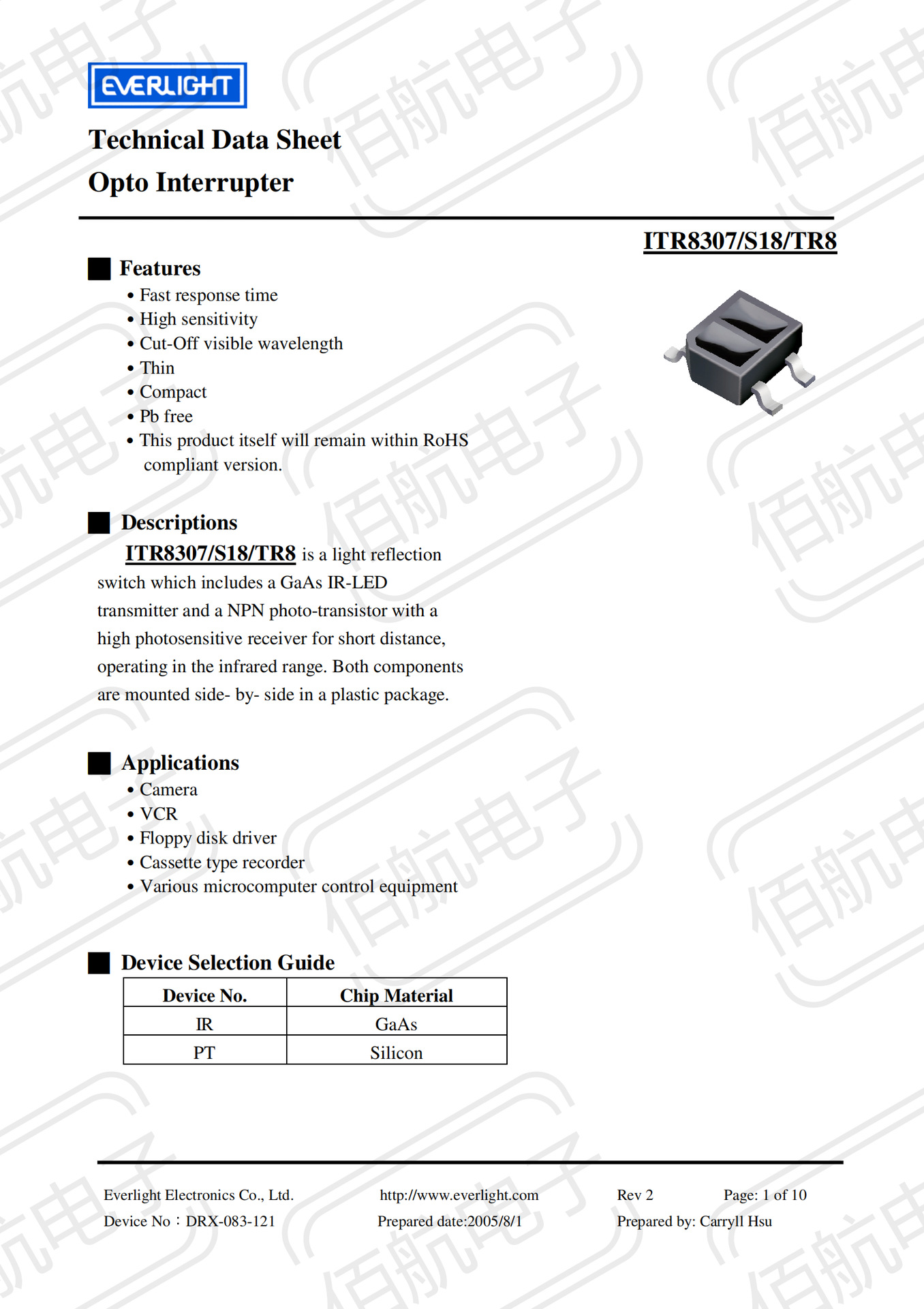 亿光 ITR8307/S18/TR8(B) 贴片 反射式 光电开关 近距离传感器-阿里巴巴