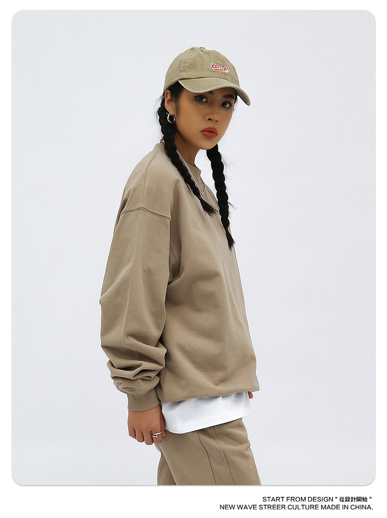 RFSD男装|2023秋冬新款420g克重磅毛圈美潮高街宽松圆领纯色卫衣-阿里巴巴