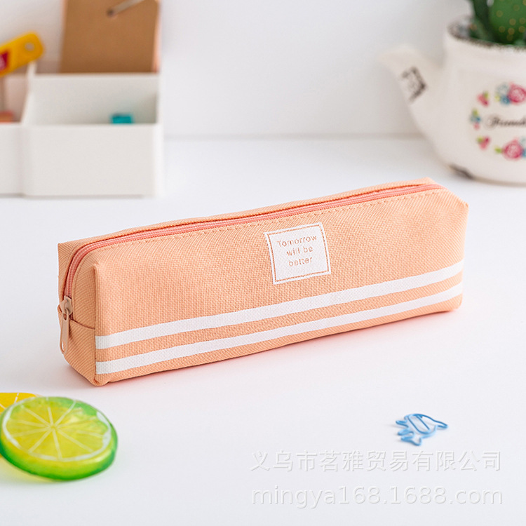 韩版简约笔袋可印刷纯色文具袋八角铅笔袋可定制logo小清新布笔包-阿里巴巴