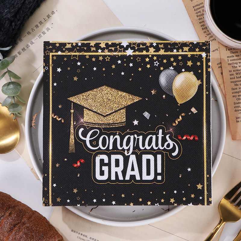 厂家直供毕业派对装饰方巾纸博士帽图案餐巾纸巾跨境用品印制批发-阿里巴巴
