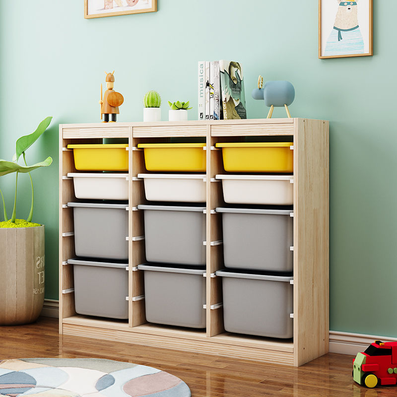 Toy Storage Cabinet Children's Room Solid Wood Large Capacity Living ...