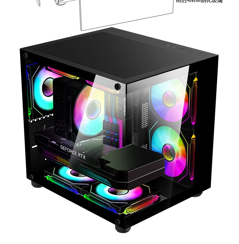 弧面曲面亚克力板电脑机箱玻璃全透海景房小机箱usb3.0matx小机箱-阿里巴巴