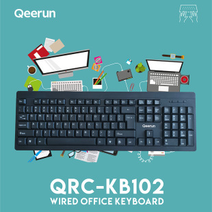 QRC-KB102 Wired Keyboard Teclado 有线标准键盘 黑色104键现货-阿里巴巴
