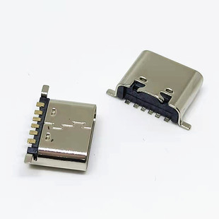 TYPE-C 6P母座后两脚贴 USB 6PIN贴片式母座 两脚SMT-阿里巴巴