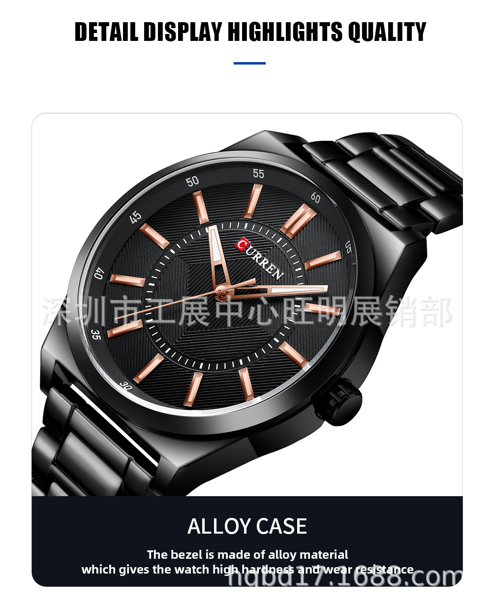 CURREN/卡瑞恩8407男士防水条钉手表 简约商务圆形腕表男表正品-阿里巴巴