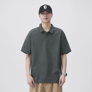 260g纯色翻领polo衫男士短袖t恤夏季2025新款休闲潮牌半袖上衣男-阿里巴巴