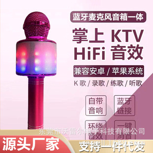 WS858L带灯麦克风858无线蓝牙手机K歌宝话筒音响一体外贸现货直销-阿里巴巴